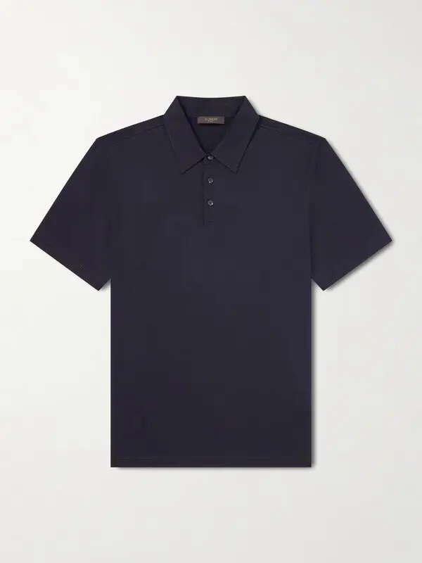 SLOWEAR Cotton And Silk-blend Jersey Polo Shirt - Blue