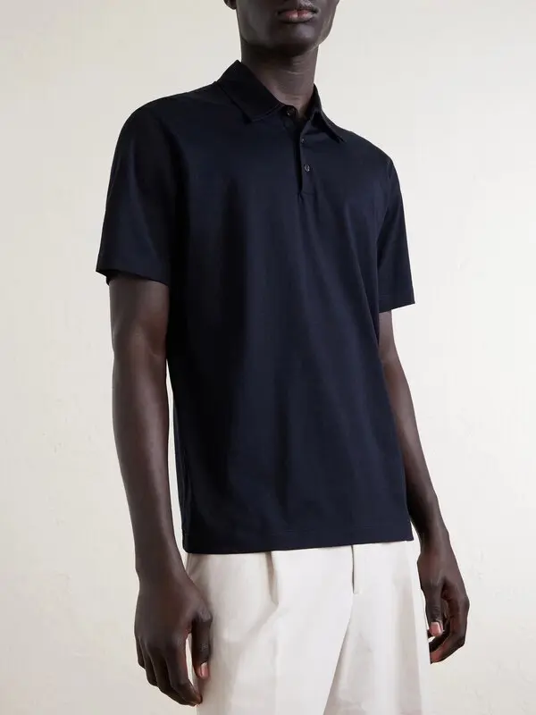 SLOWEAR Cotton And Silk-blend Jersey Polo Shirt - Blue