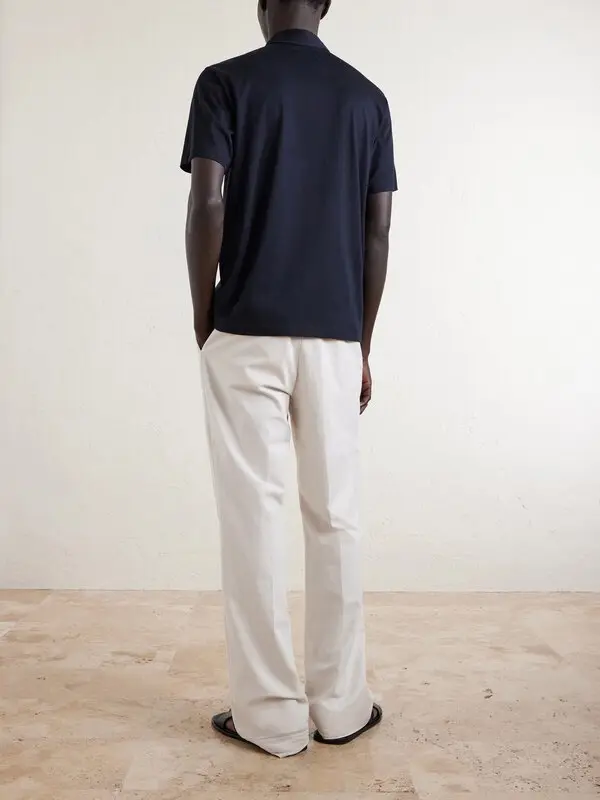 SLOWEAR Cotton And Silk-blend Jersey Polo Shirt - Blue