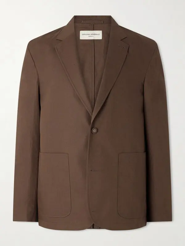 Officine Générale Cyril Unstructured Organic Cotton Blazer - Brown