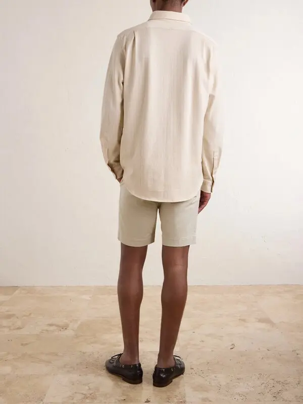 Polo Ralph Lauren Logo-embroidered Houndstooth Cotton-jersey Shirt - Neutrals