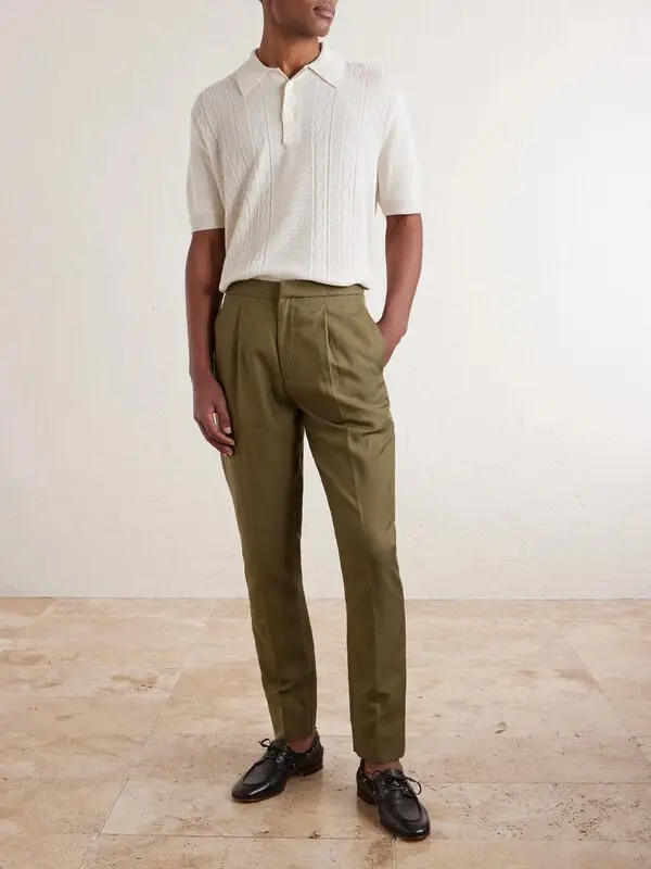 Officine Générale Tapered Lyocell, Linen And Cotton-blend Trousers