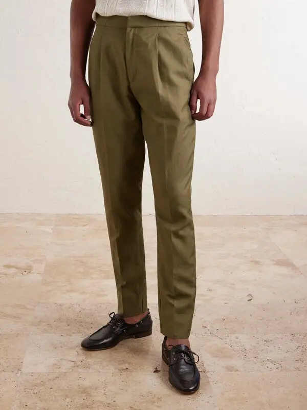Officine Générale Tapered Lyocell, Linen And Cotton-blend Trousers
