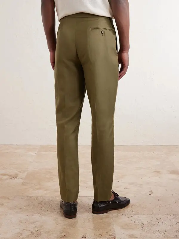 Officine Générale Tapered Lyocell, Linen And Cotton-blend Trousers