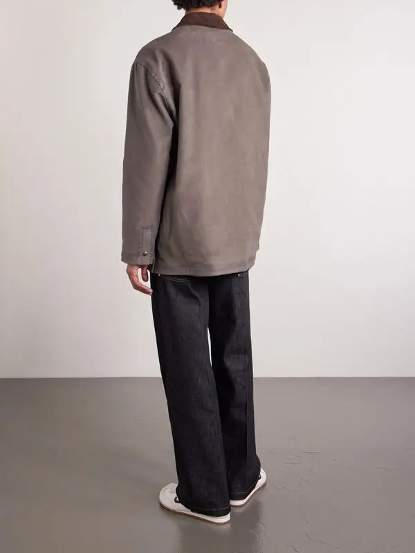 Loewe Logo-appliquéd Corduroy-trimmed Woven Overshirt - Brown