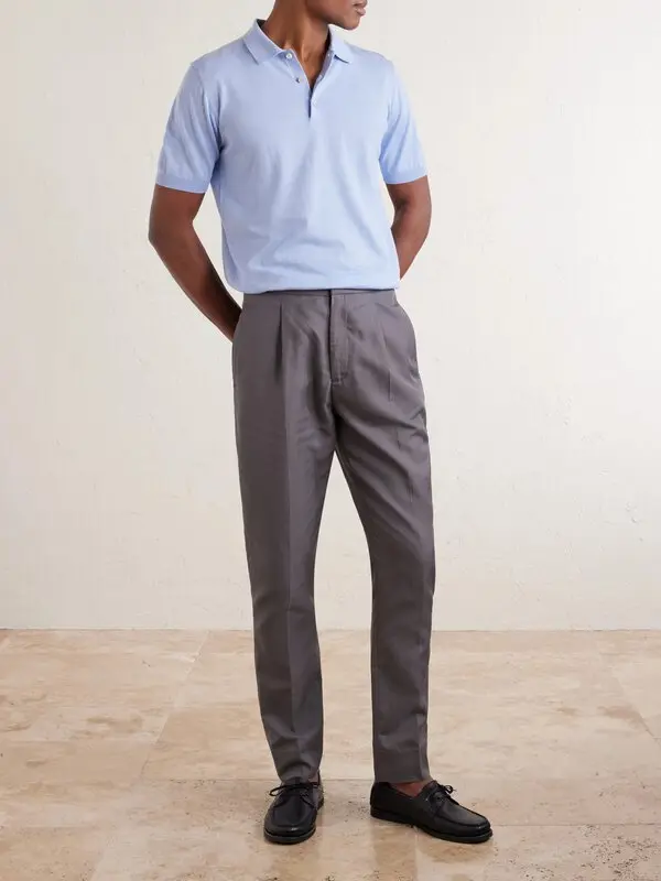 Officine Générale Drew Tapered Pleated Lyocell, Linen And Cotton-blend Trousers