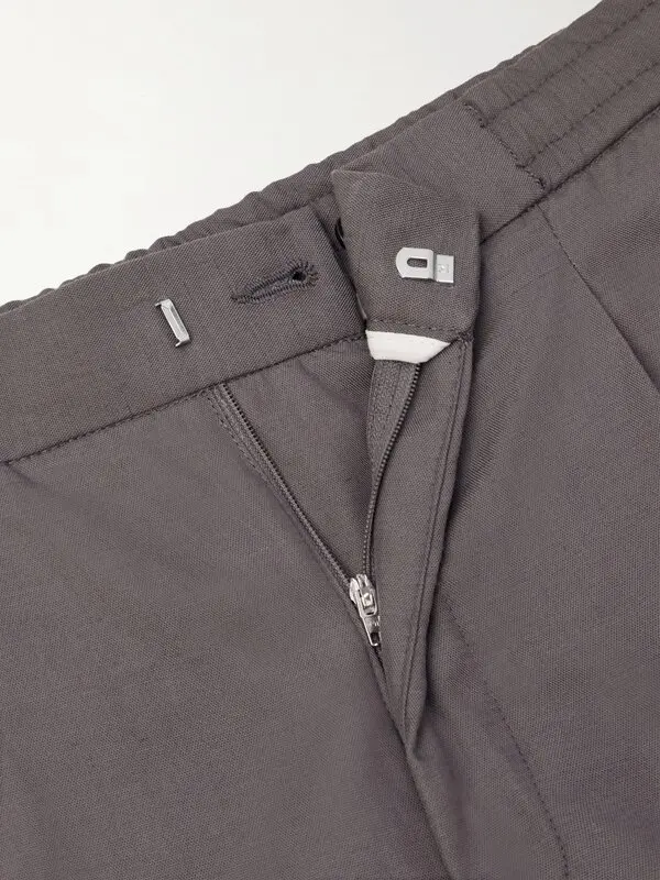 Officine Générale Drew Tapered Pleated Lyocell, Linen And Cotton-blend Trousers