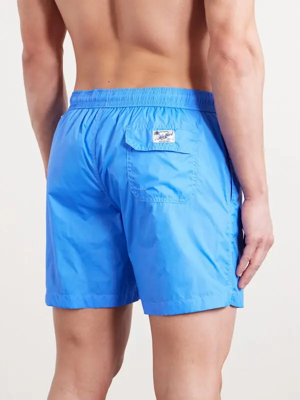 Hartford Straight-leg Mid-length Recycled Swim Shorts - Blue