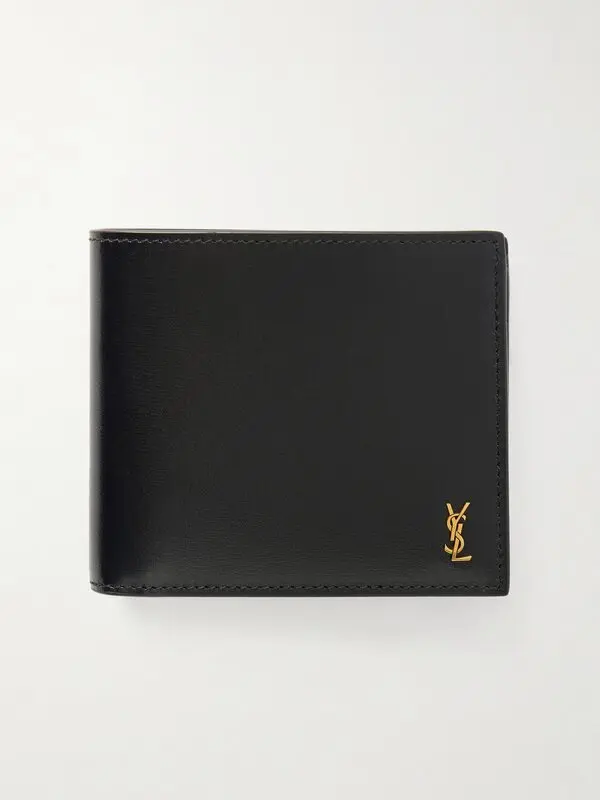 Saint Laurent Logo-embellished Leather Bifold Wallet With Money Clip - Black