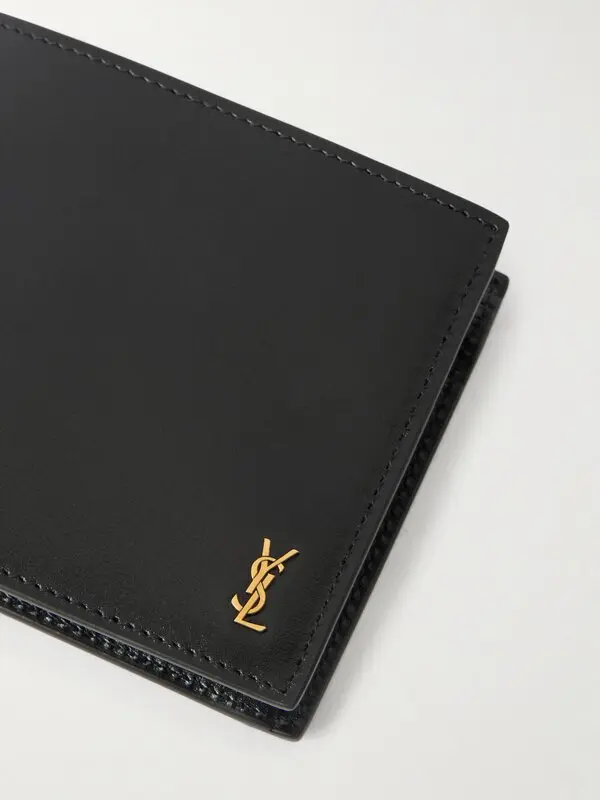 Saint Laurent Logo-embellished Leather Bifold Wallet With Money Clip - Black