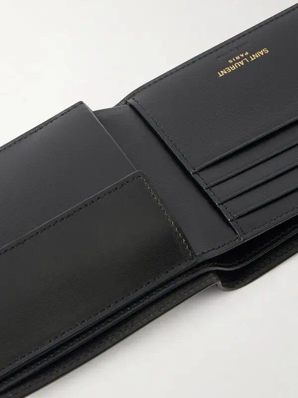 Saint Laurent Logo-embellished Leather Bifold Wallet With Money Clip - Black