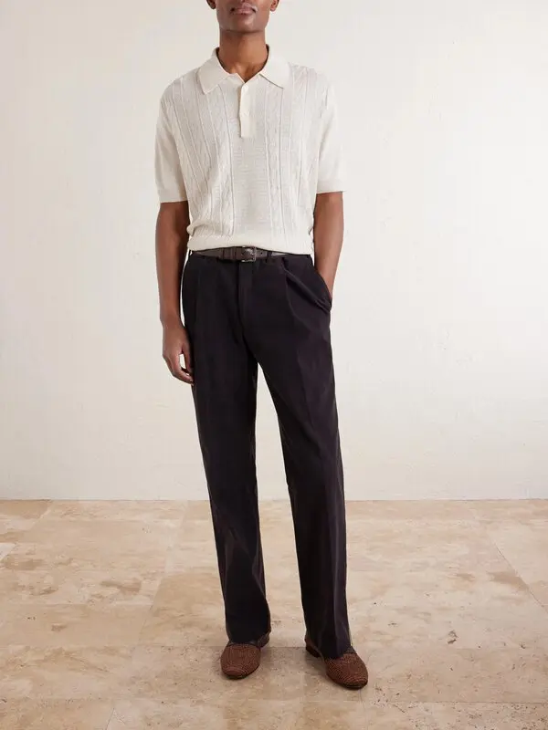 PIACENZA CASHMERE 1733 Silk And Linen-blend Polo Shirt - Neutrals