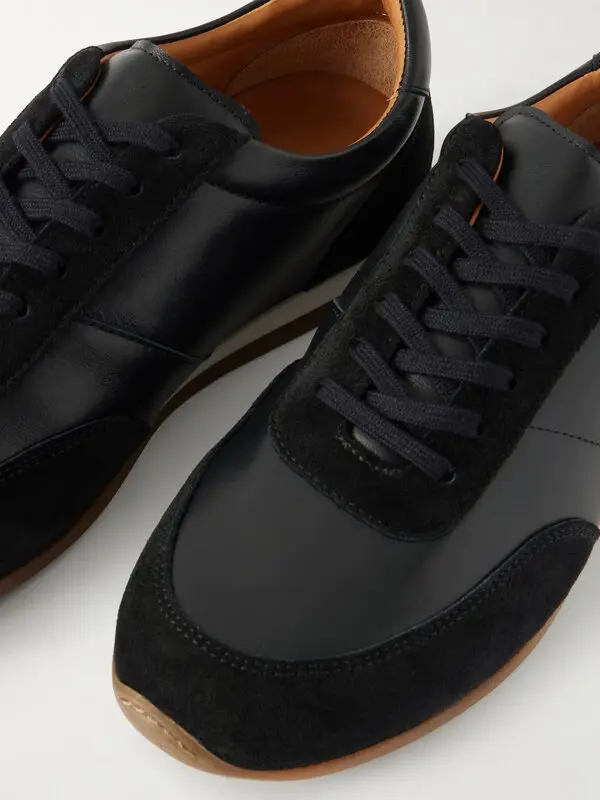 Mr P. Suede-trimmed Leather Sneakers