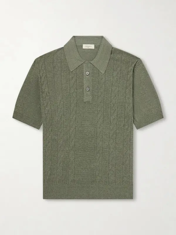 PIACENZA CASHMERE 1733 Silk And Linen-blend Polo Shirt - Green