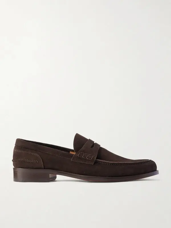 Mr P. Split-toe Suede Penny Loafers - Brown