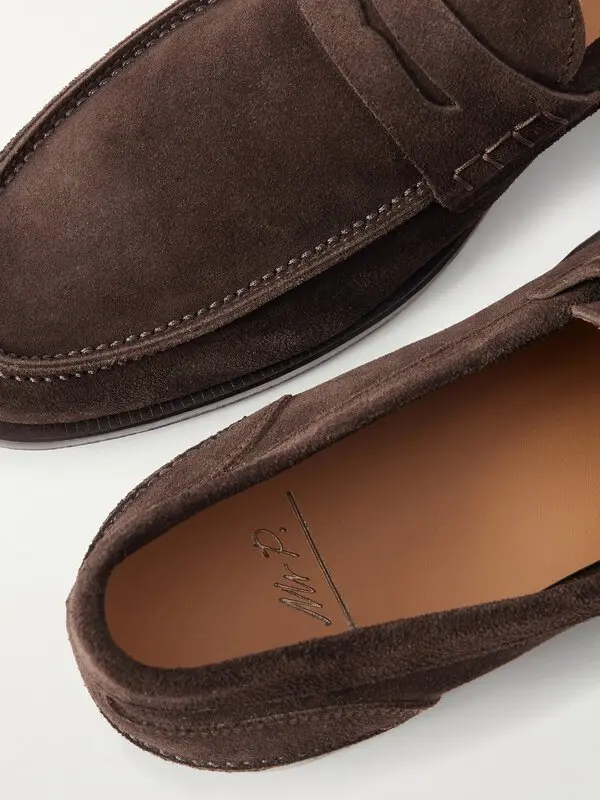 Mr P. Split-toe Suede Penny Loafers - Brown