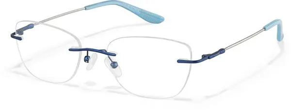 Zenni Rectangle Flex Titanium Rimless Eyeglasses - Blue