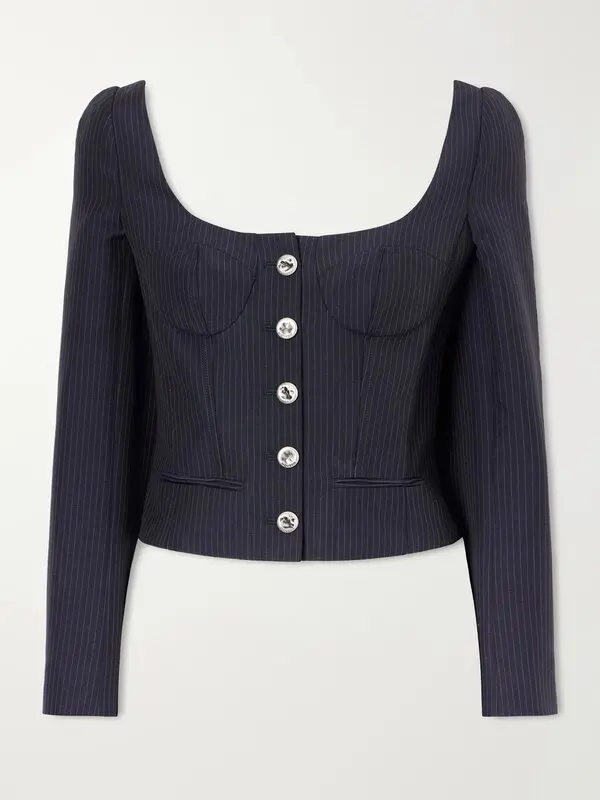 Alexander McQueen Cropped Pinstriped Wool And Mohair-blend Jacket