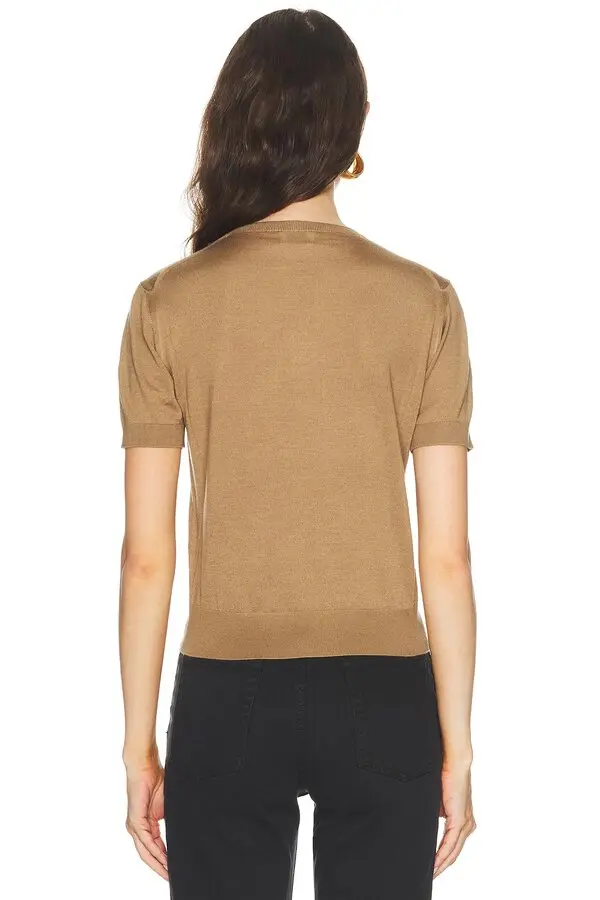 Saint Laurent Short Sleeve Pullover Sweater - Camel Clair