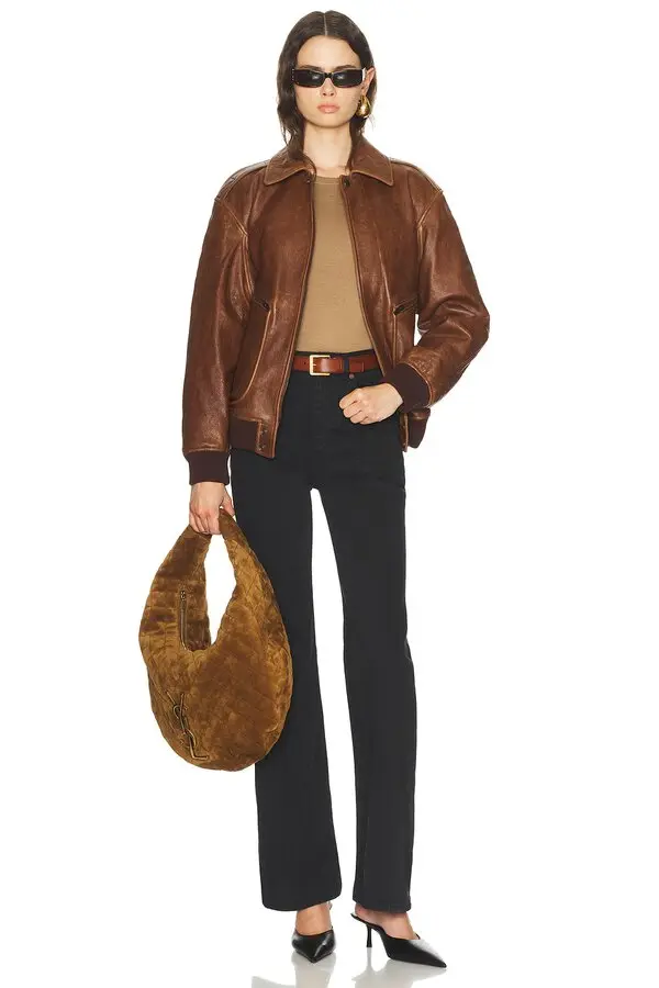Saint Laurent Short Sleeve Pullover Sweater - Camel Clair
