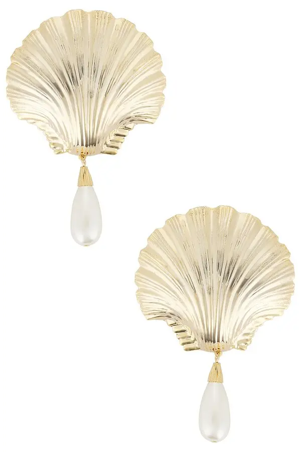 ROWEN ROSE Oversized Shell Brooch - Gold & White
