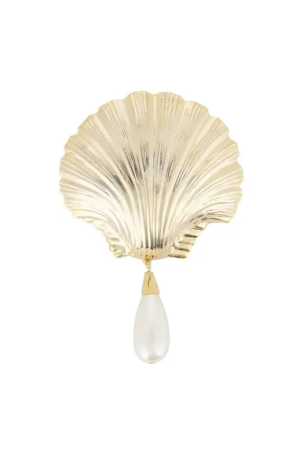 ROWEN ROSE Oversized Shell Brooch - Gold & White