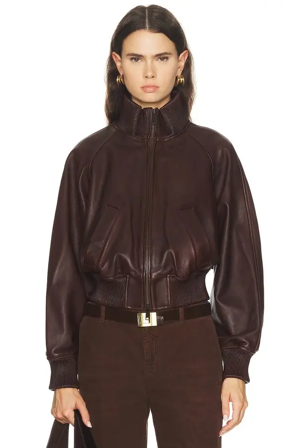Polo Ralph Lauren Leather Bomber Jacket - Brown