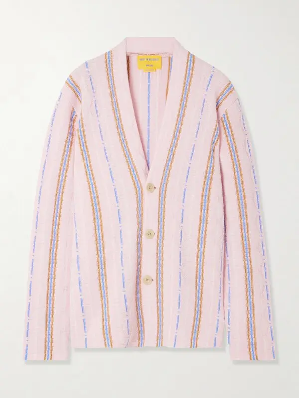 Guest In Residence Baja Striped Cashmere Cardigan - Pink