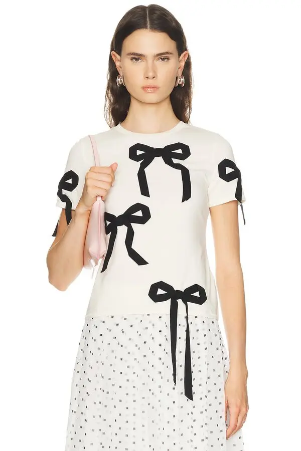 Marc Jacobs Bow Shrunken Tee - Ivory & Black