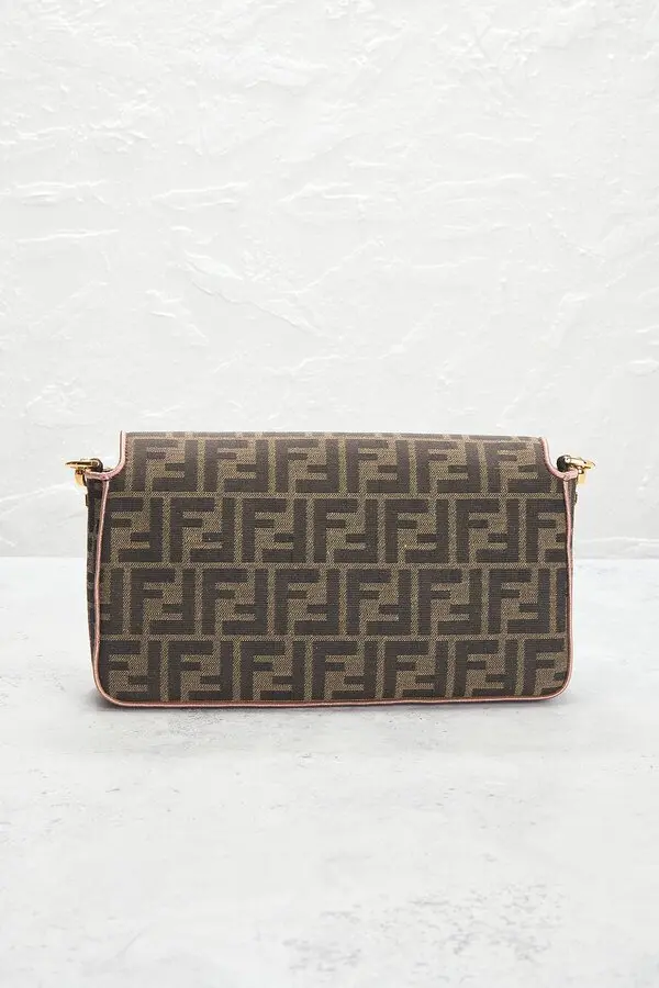 Fendi Zucca Embroidered Baguette Shoulder Bag - Brown