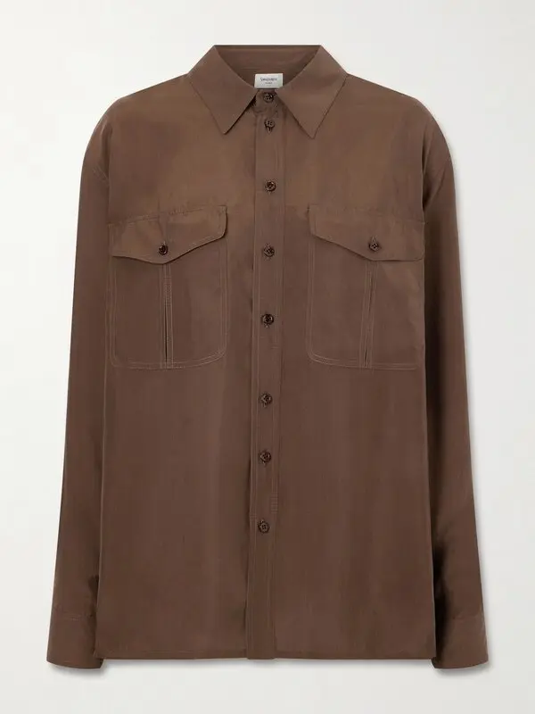 Saint Laurent Silk-habotai Shirt - Brown