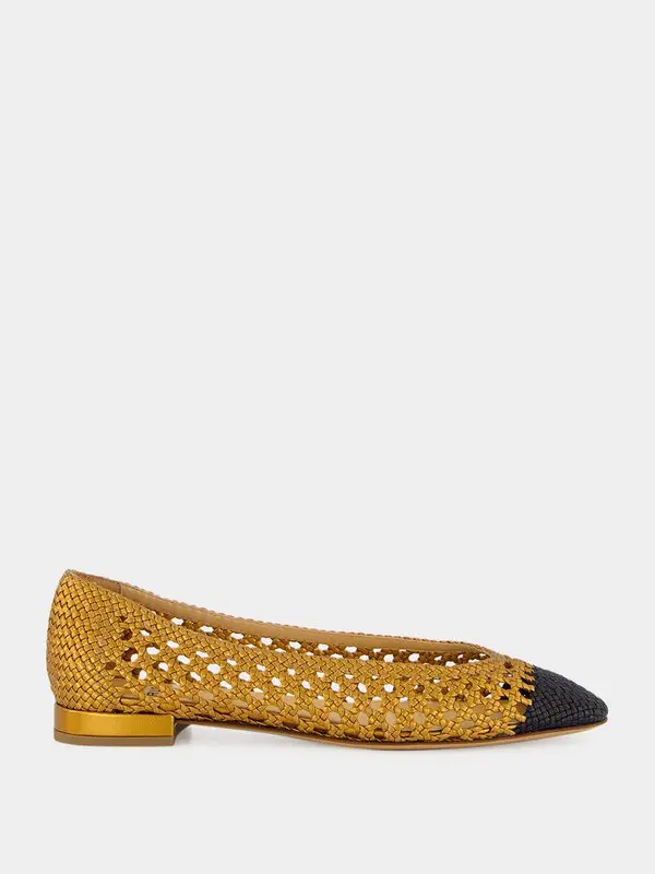 FRANCESCO RUSSO Laminated Nappa Ballerinas - Gold