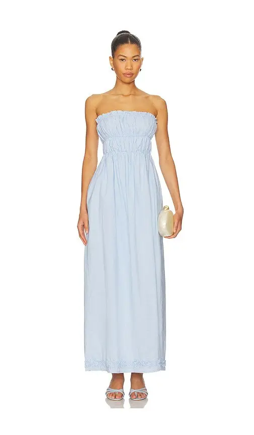 SNDYS. Ines Strapless Maxi Dress - Baby Blue