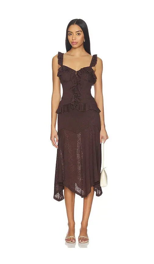 RUNAWAY THE LABEL Roxelle Ruffle Split Front Top