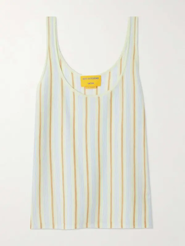 Guest In Residence Striped Cashmere Tank - Neutral