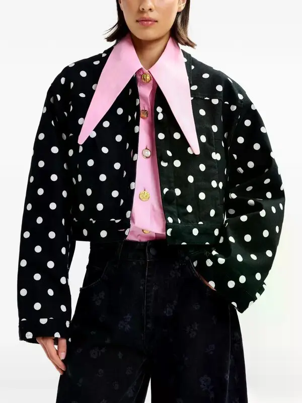 Essentiel Antwerp Jaborosa Polka-dot Cropped Jacket