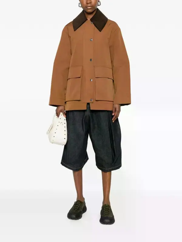 GANNI Corduroy-collar Pocket Jacket - Brown