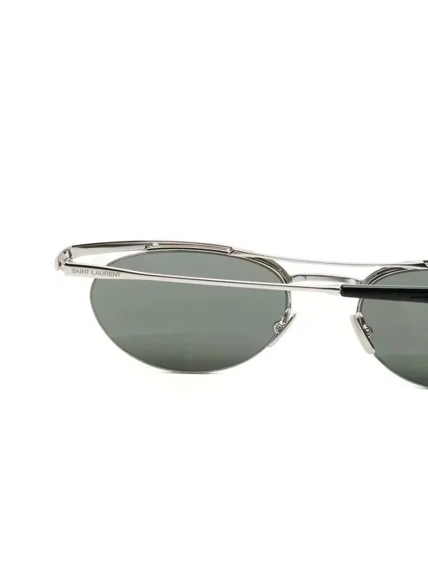 Saint Laurent Tone Double Bridge Oval Frame Sunglasses