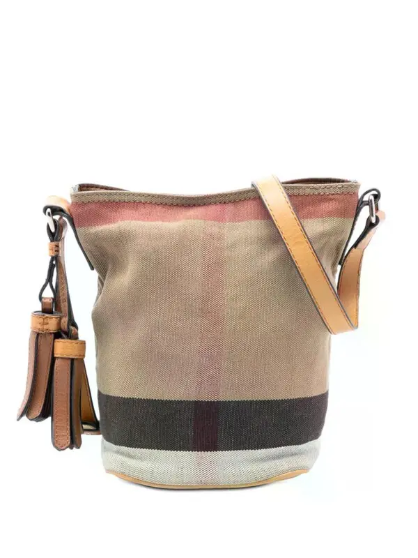 Burberry Mini Mega Check Ashby Tassel Bucket Bag