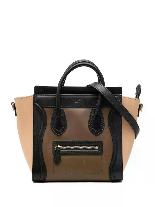 Celine 2013 Nano Tricolor Leather Luggage Satchel - Black
