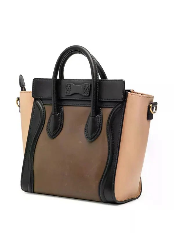 Celine 2013 Nano Tricolor Leather Luggage Satchel - Black