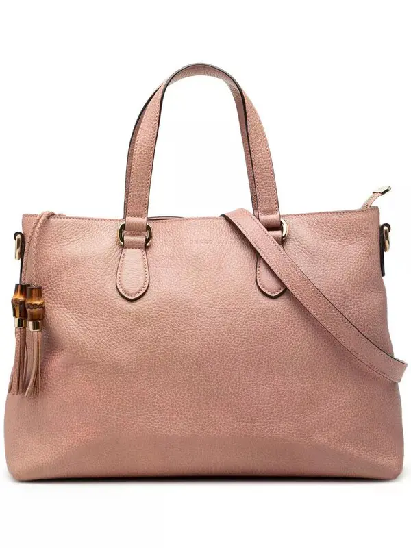 Gucci Leather Bamboo Tassel Satchel