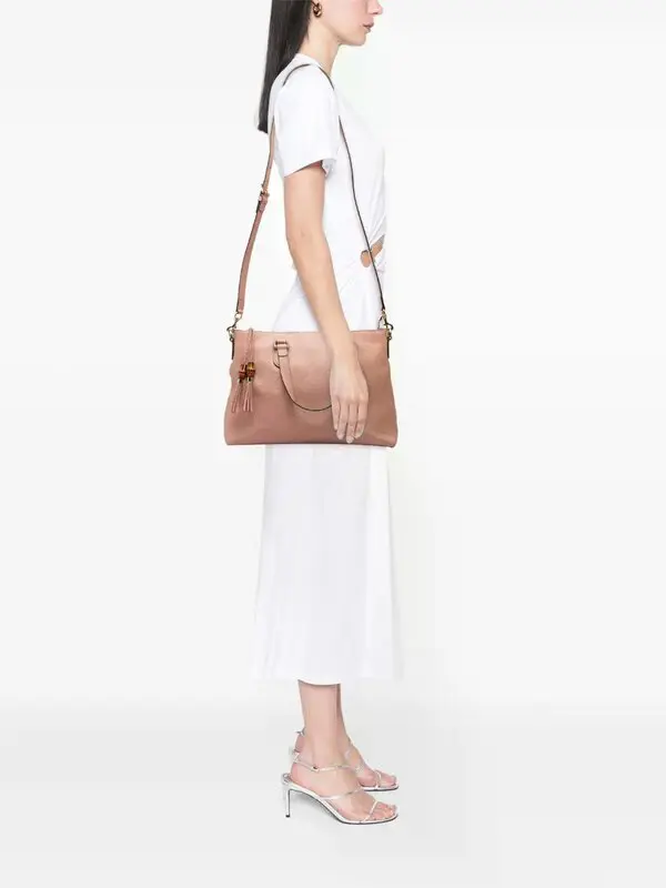 Gucci Leather Bamboo Tassel Satchel