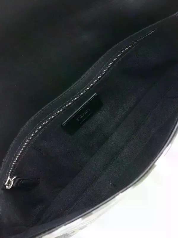 Fendi Zucca Nylon Camouflage Convertible Baguette Satchel - Black