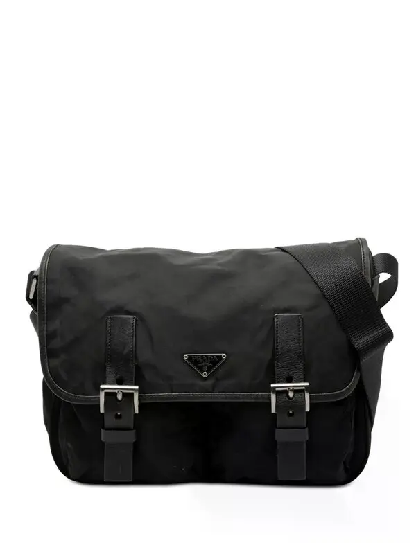 Prada 2000-2013 Tessuto Double Buckle Messenger Crossbody Bag