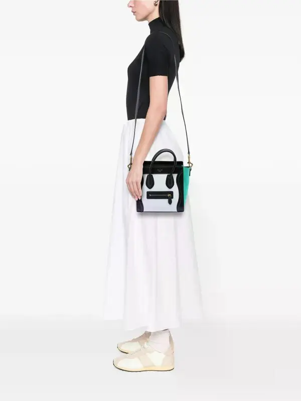 Celine 2015 Nano Tricolor Leather Luggage Satchel - White