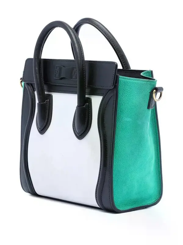 Celine 2015 Nano Tricolor Leather Luggage Satchel - White