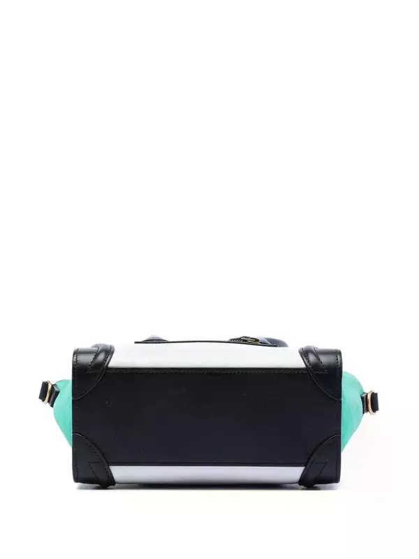 Celine 2015 Nano Tricolor Leather Luggage Satchel - White