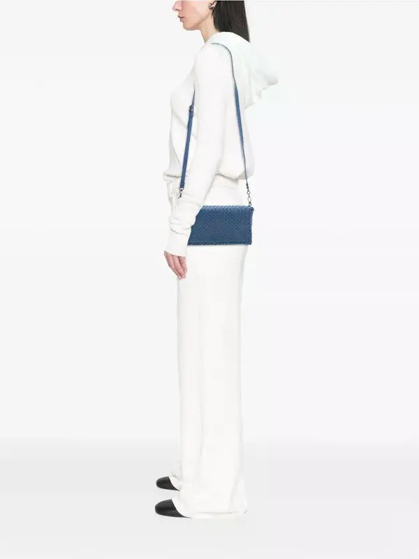 Bottega Veneta Nappa Intrecciato Flap Crossbody Bag - Blue