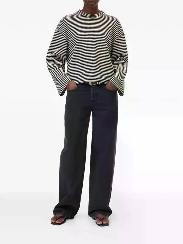 Closed Striped Long Sleeve Top - Neutrals